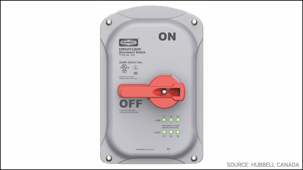 Hubbell non-metallic, sloped-top Circuit-Lock motor disconnects ...